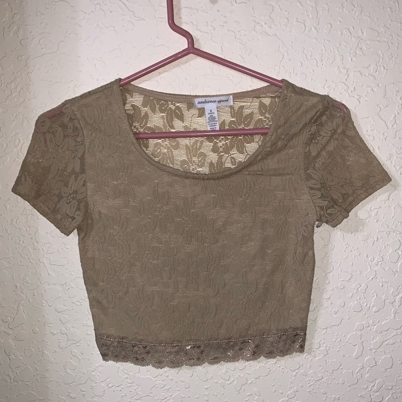 Ambiance | Tops | Nude Tan Lace Crop Top | Poshmark